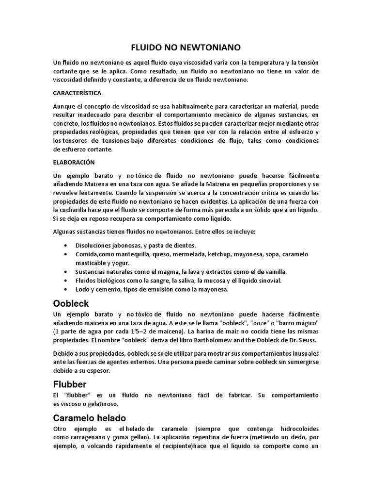 Fluido No Newtoniano | PDF | Líquidos | Ingeniería Química