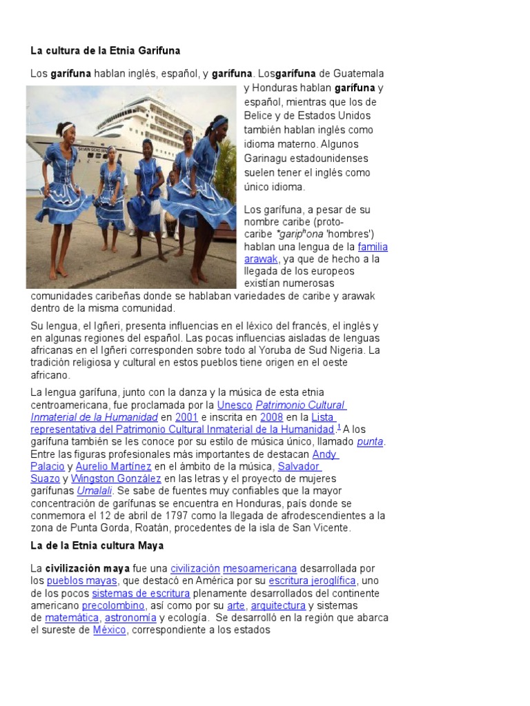 Cultura e Idiomas de los Garífuna y Xinca | PDF | Cultura de las ...