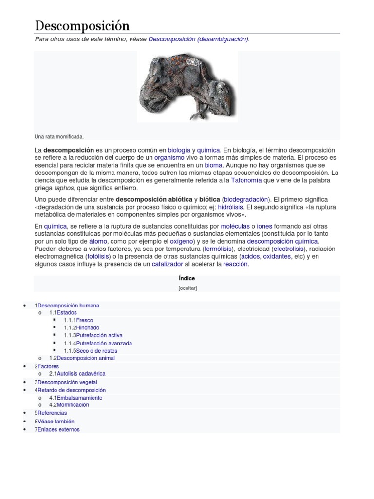 Estado de Descomposición | PDF | Descomposición | Química