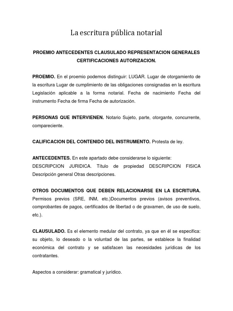 Escritura Pública Notarial: Guía Completa | PDF | Virtud | Información ...