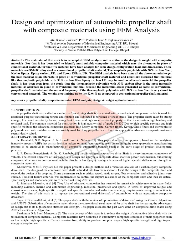 Propeller Shaft Design | PDF | Young's Modulus | Composite Material