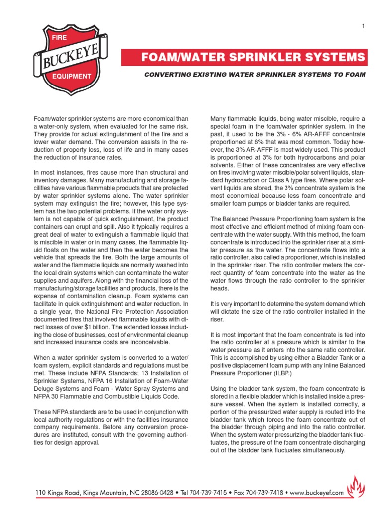 Foam-Water Sprinkler PDF | PDF | Fire Sprinkler System | Pump