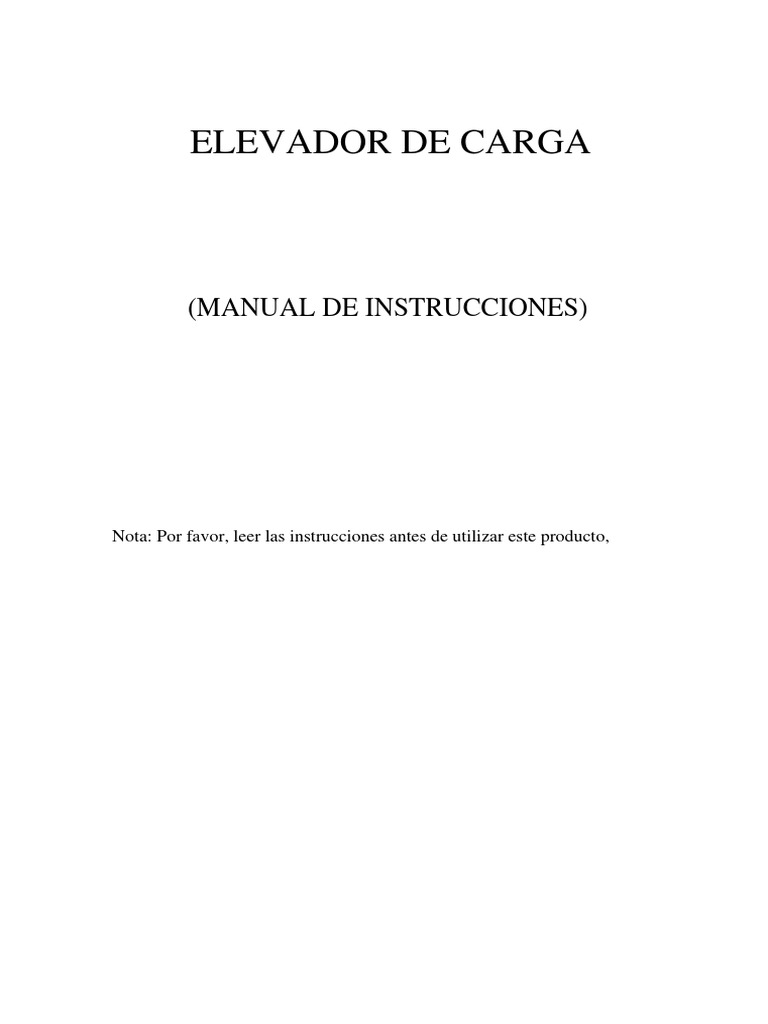 Manual de Elevador de Carga | PDF | Ascensor | Tornillo