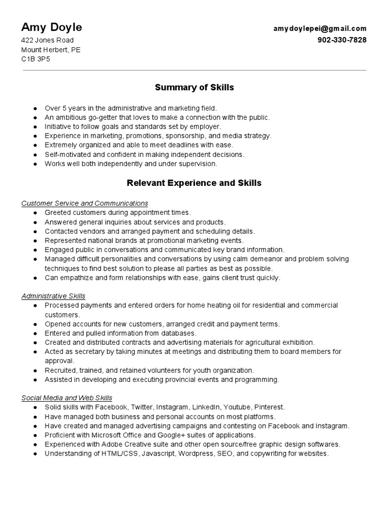 Amy Doyle - Resume - September 2017 | PDF