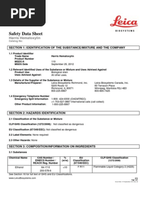 Hematoxylin Msds HEMATOXYLIN SOLUTION MODIFIED ACC.TO GILL II