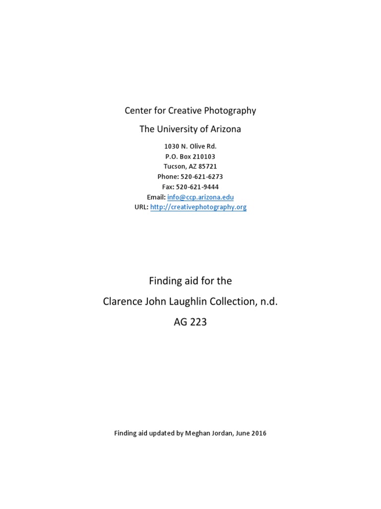 Finding Aid For The Clarence John Laughlin Collection | PDF ...