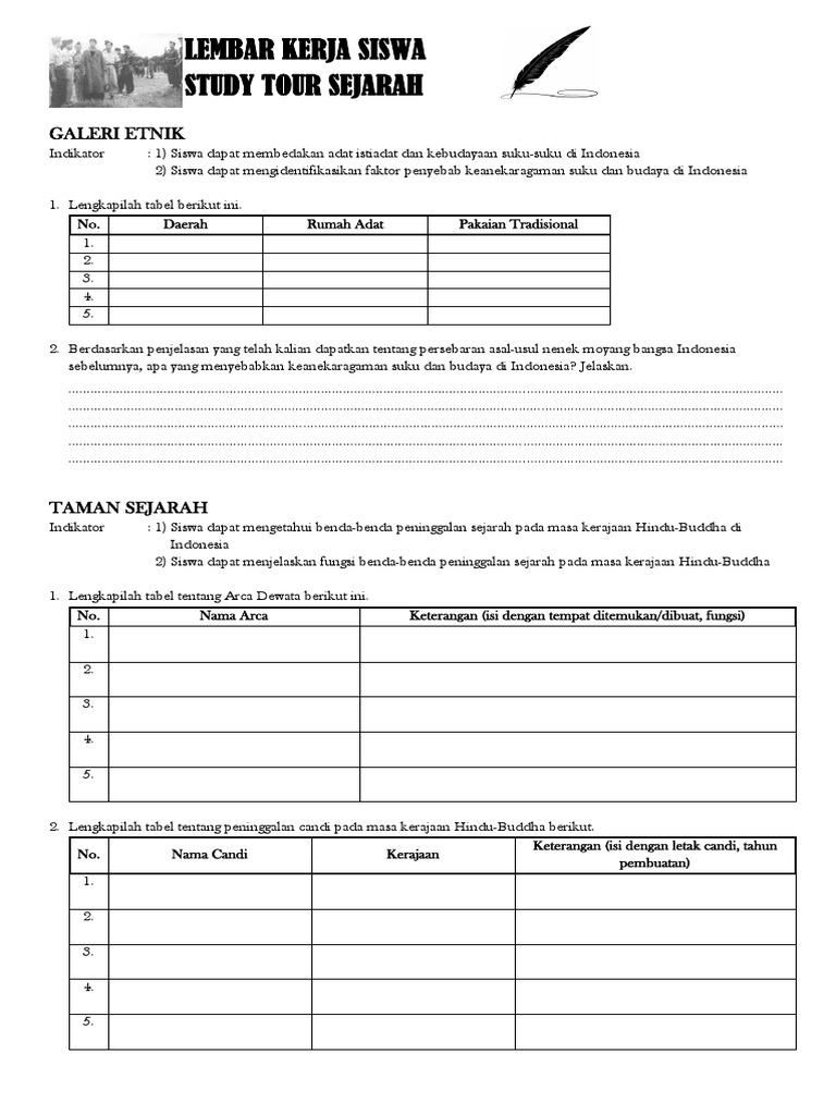 Contoh Lembar Kerja Siswa (Study Tour) | PDF