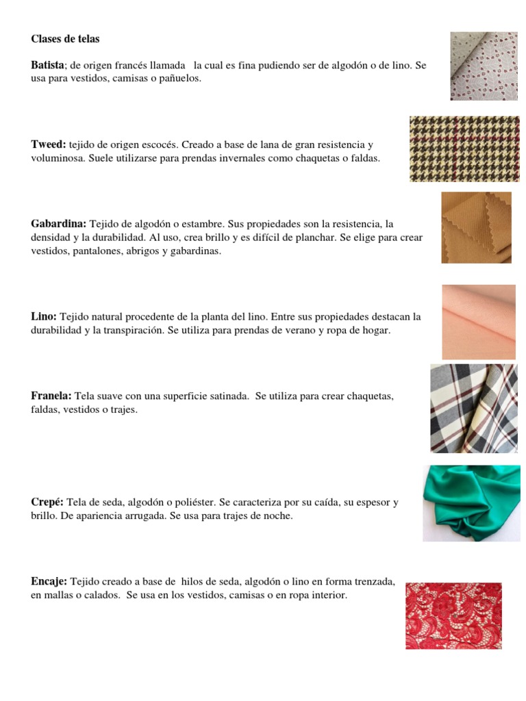 10 Clases de Telas | PDF