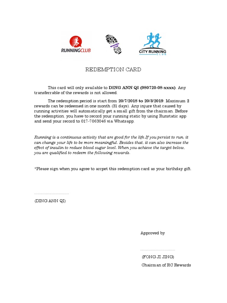 Redemption Card | PDF