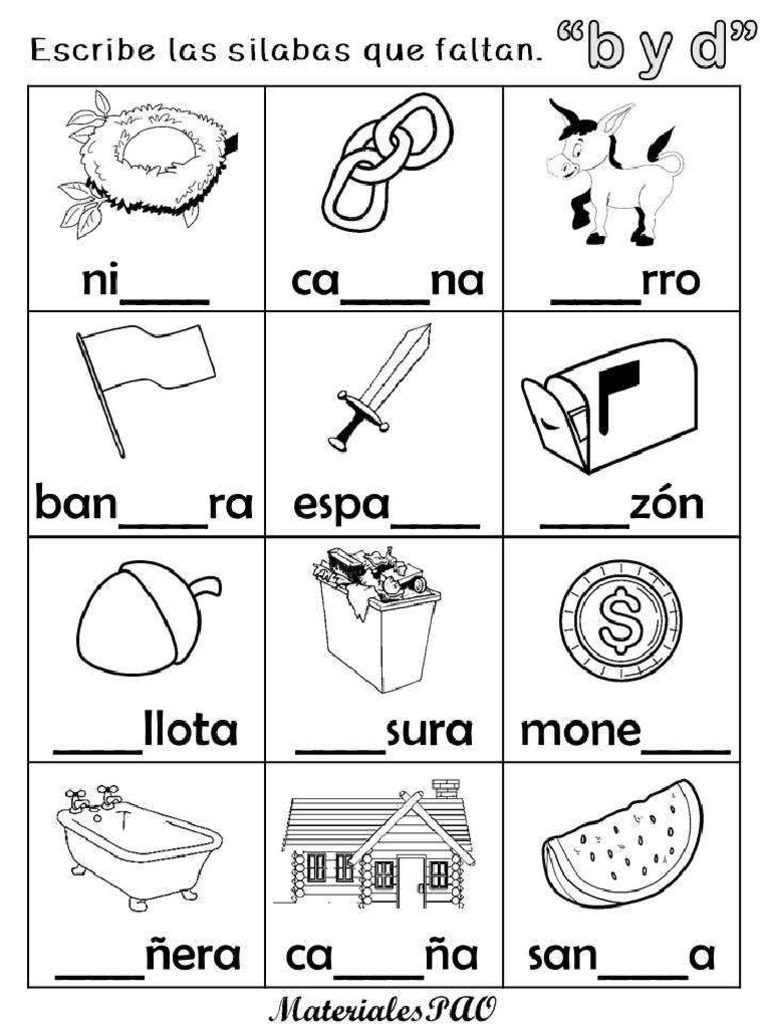 Actividades para Trabajar Concienciación Fonológica de Las Letras B y D ...
