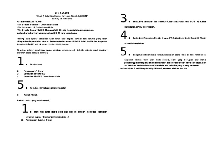 Atur Acara Halal Bi Halal 2018 | PDF