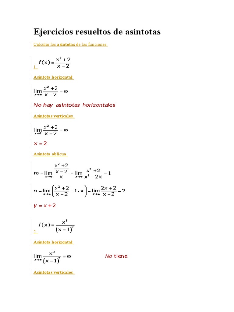 Ejercicios Resueltos de Asíntotas