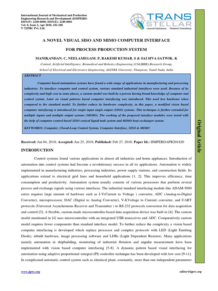 A Novel Visual Siso and Mimo Computer Interface For Process Production ...