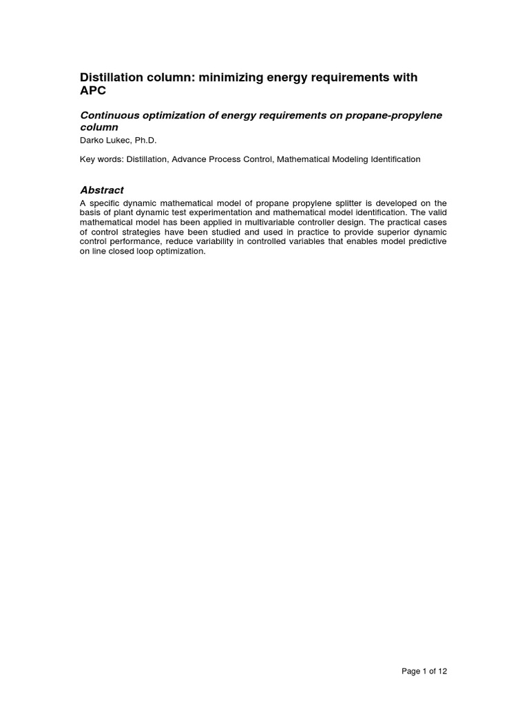 Energy Optimization in Distillation | PDF | Distillation | Mathematical Optimization