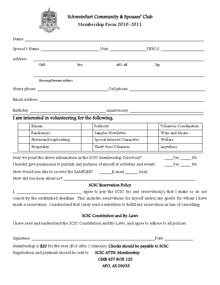 SCSCMembership Form | PDF | Career & Growth