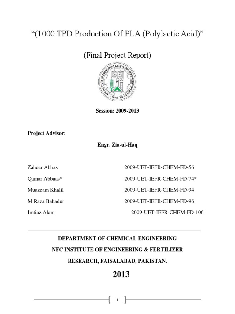 Complete Report On Formation of Poly Lac PDF | PDF | Lactic Acid ...