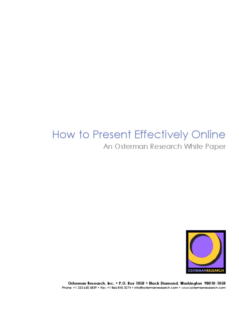 How To Present Effectively Online | PDF | Web Conferencing | Online And ...