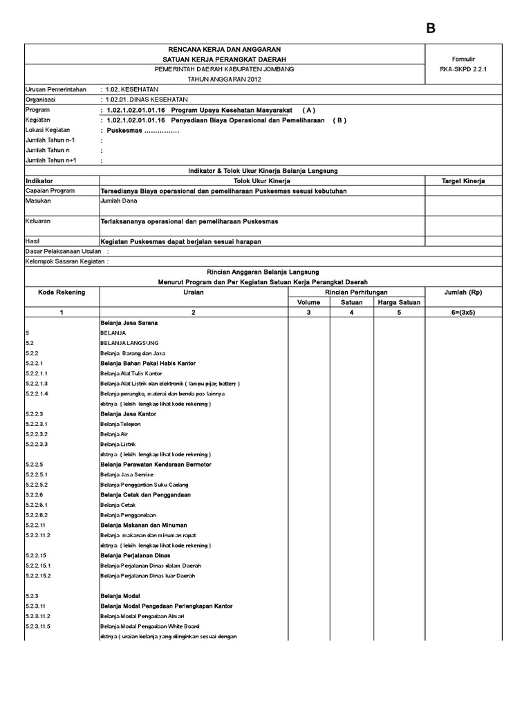 Contoh Format Rka | PDF