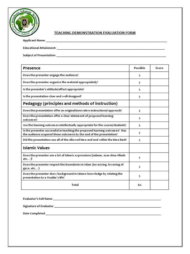 Teaching Demo Evaluation Form Ver.1 | PDF | Career & Growth