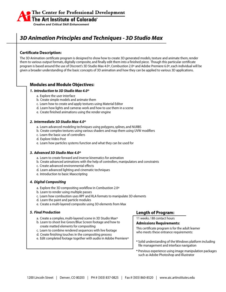 3D Animation Principles and Techniques - 3D Studio Max: Modules and ...