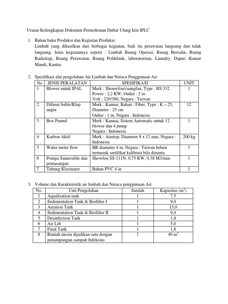 Uraian Kelengkapan Dokumen Permohonan Daftar Ulang Izin IPLC | PDF