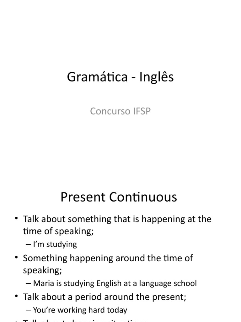 Gramática - Inglês: Concurso IFSP | PDF | Language Arts & Discipline