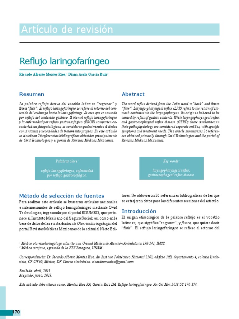 Reflujo Laringofaríngeo | PDF | Tos | La enfermedad por reflujo ...