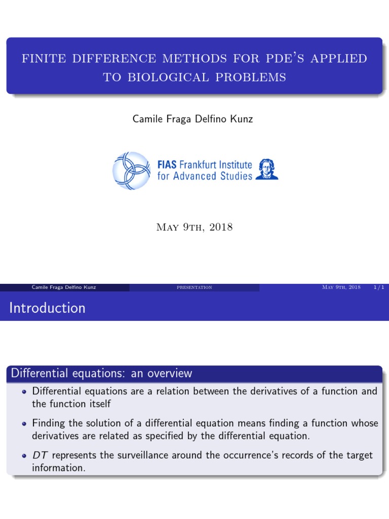 Finite Difference Methods For Pde's Applied To Biological Problems | PDF