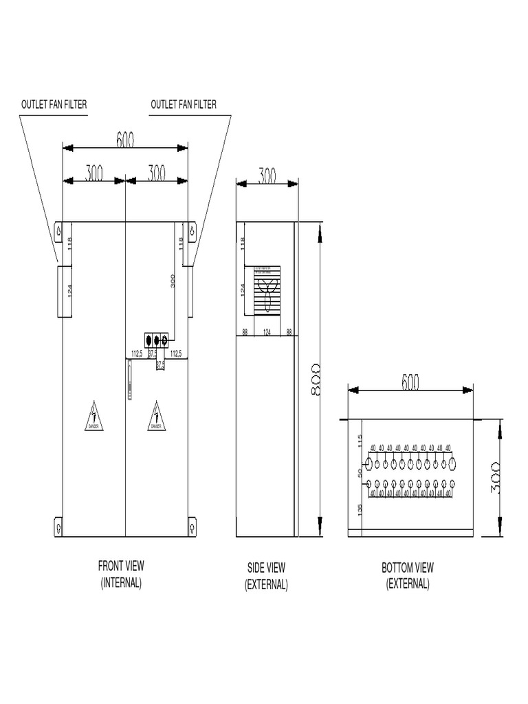 Outlet Fan Filter Outlet Fan Filter: Front View (Internal) Side View ...