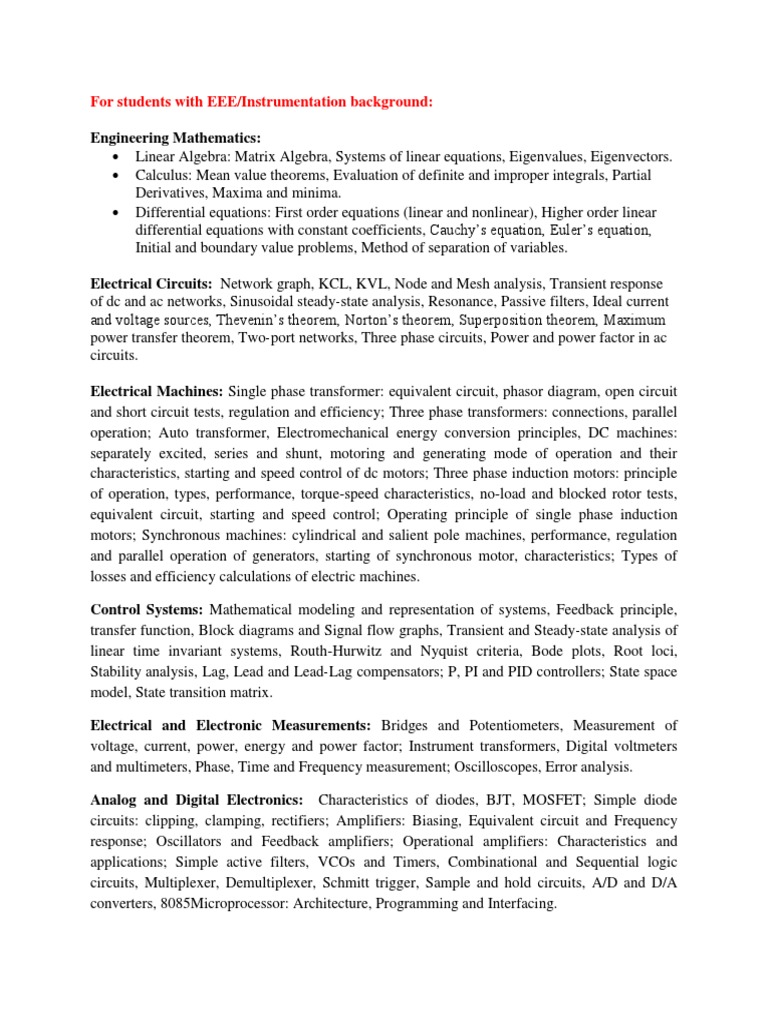 For Students With EEE/Instrumentation Background | PDF | Electrical ...