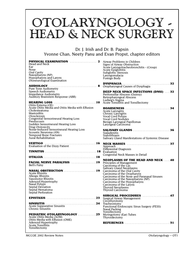 Otolaryngology - Head & Neck Surgery | PDF | Auditory System | Ear