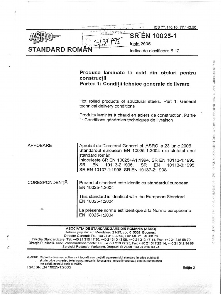 SR en 10025-1 | PDF
