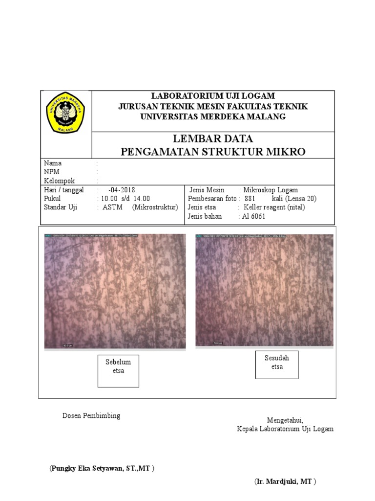 Lembar Data Uji Mikro 1 | PDF | Teknologi & Rekayasa