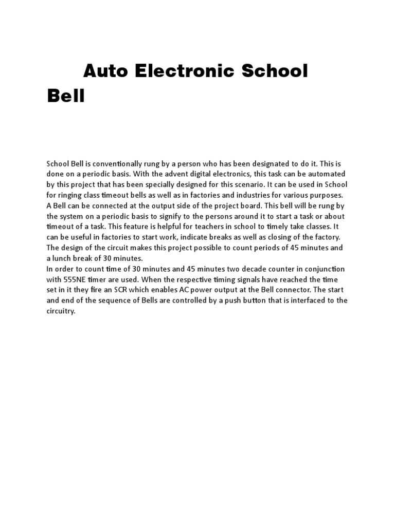 Auto Electronic School Bell | PDF