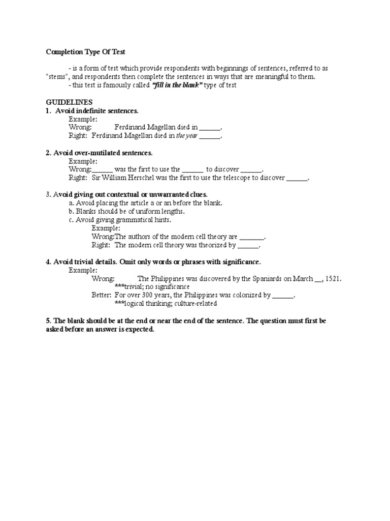 Fill in The Blanks | PDF