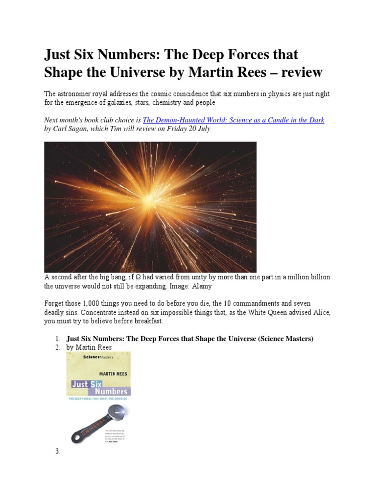 Just Six Numbers | PDF | Universe | Gravity