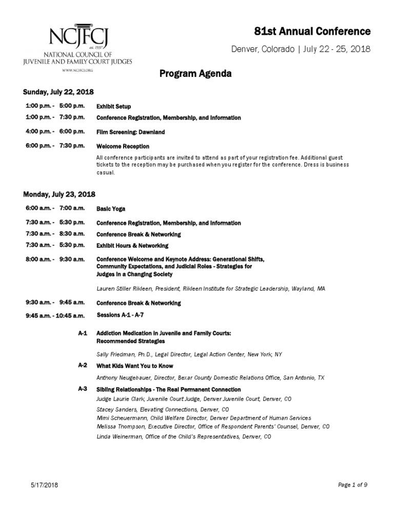 National Council of Juvenile and Family Court Judges 2018 Conference ...