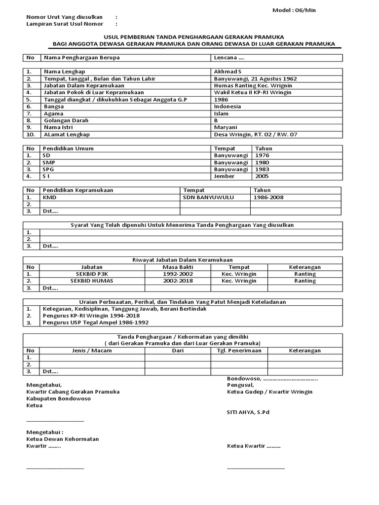 Contoh Formulir Pengajuan TPOD | PDF