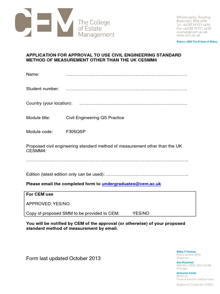 CESMM4 Exemption Form | PDF