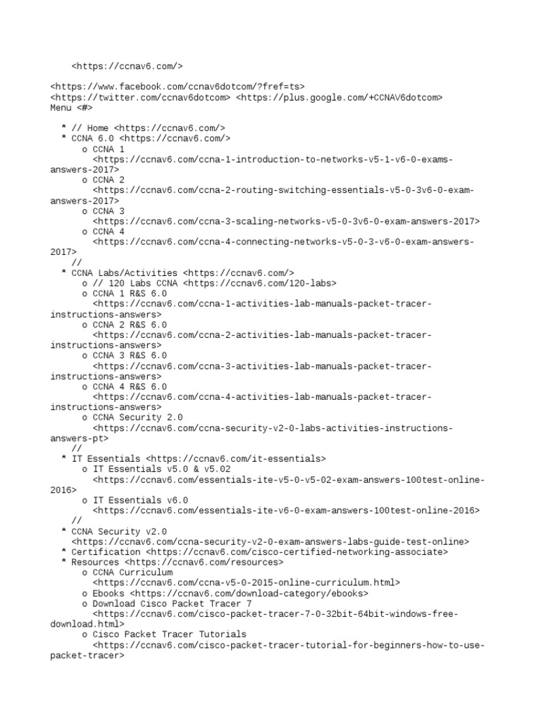 CCNA 1 v6.0 Study Material - Chapter 1 Explore The Network | PDF ...