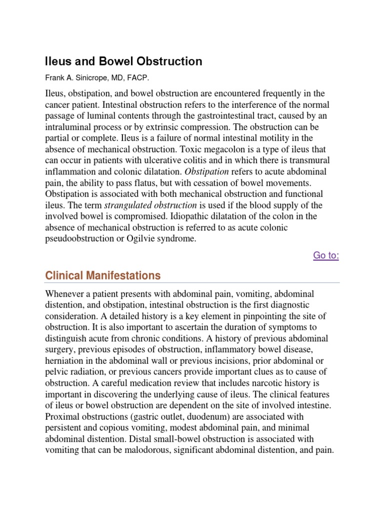 Understanding Ileus and Bowel Obstruction | PDF | Constipation ...
