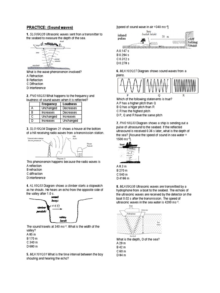 PRACTICE (Sound Waves) | PDF | Ultrasound | Sound