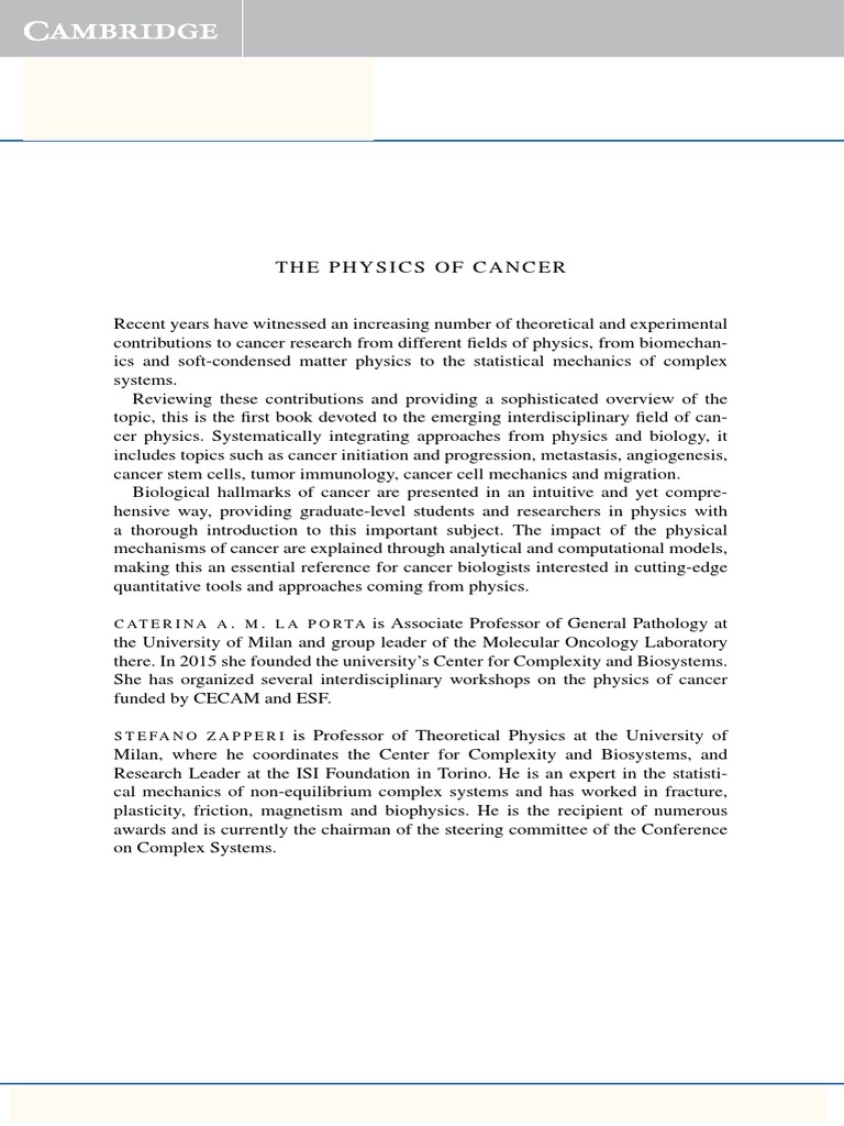 The Physics of Cancer | PDF | Dna | Cell Nucleus