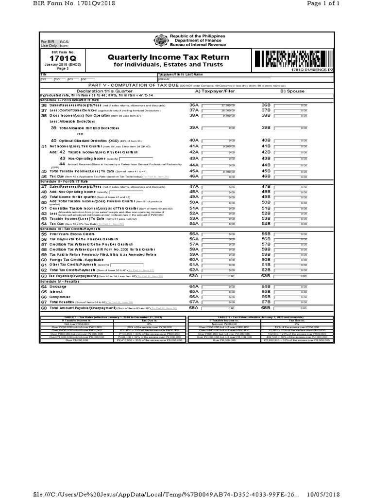 BIR Form Page 2 | Tax Deduction | Income Tax In The United States