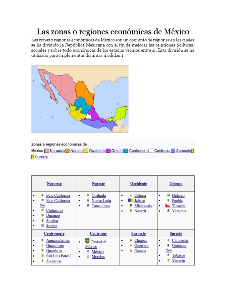 Regiones Económicas de México | PDF