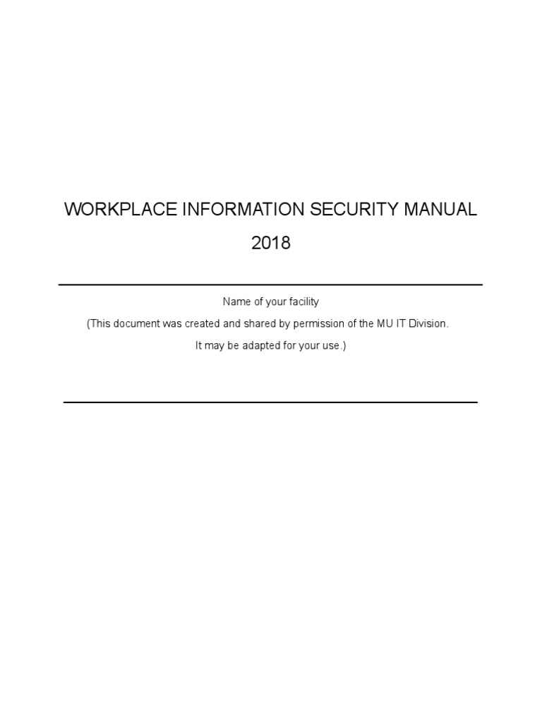 2018 Workplace Security Manual | PDF | Information Security | Security ...