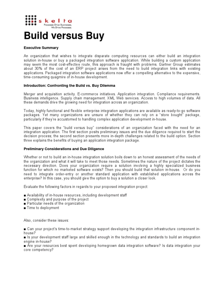 The Build vs. Buy Dilemma: Weighing the Pros and Cons of Custom-Built ...