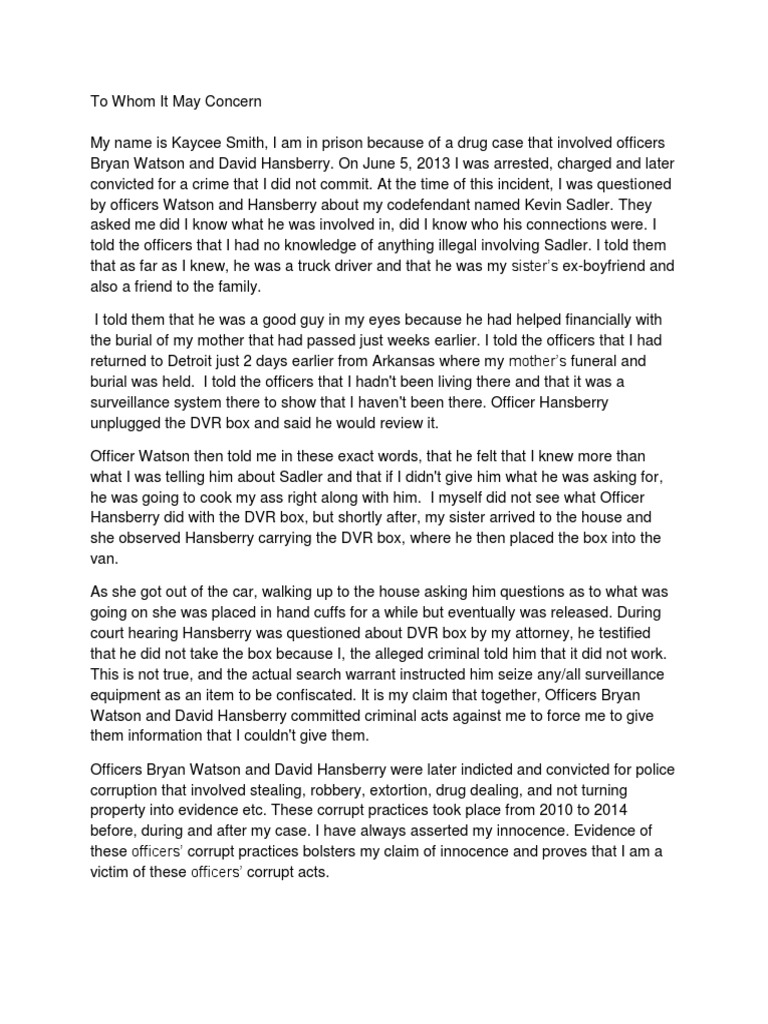 Kaycee Smith Letter From Prison | PDF | Search Warrant | Virtue