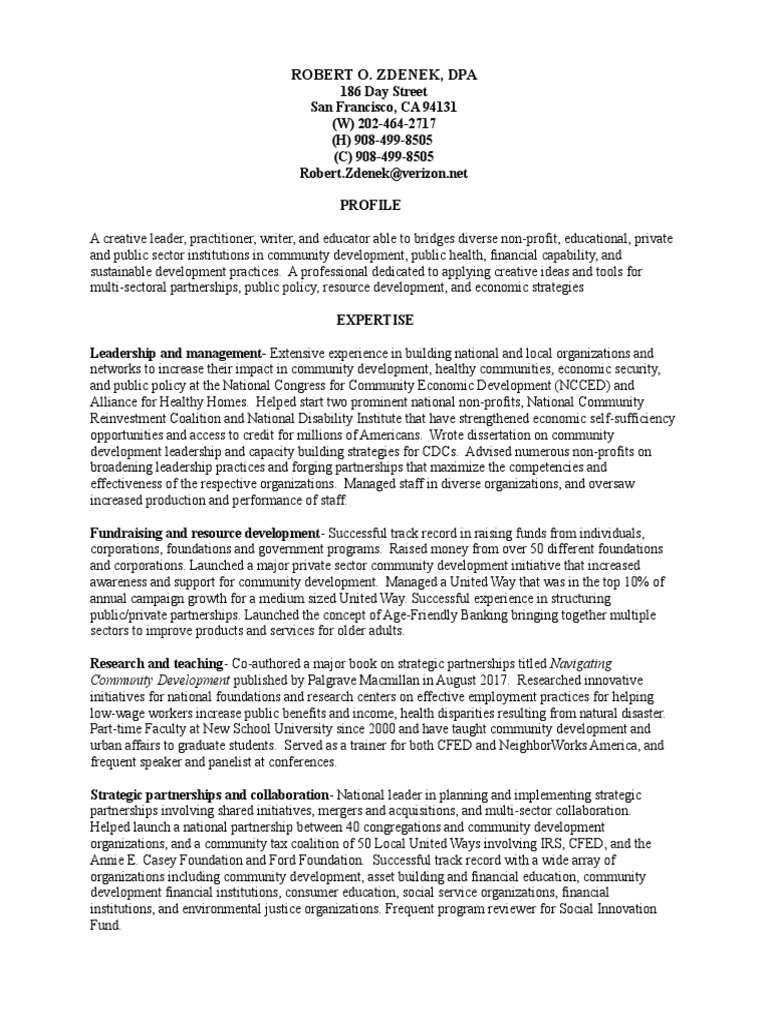 Roz 2017 Resume | Download Free PDF | Community Development | Community