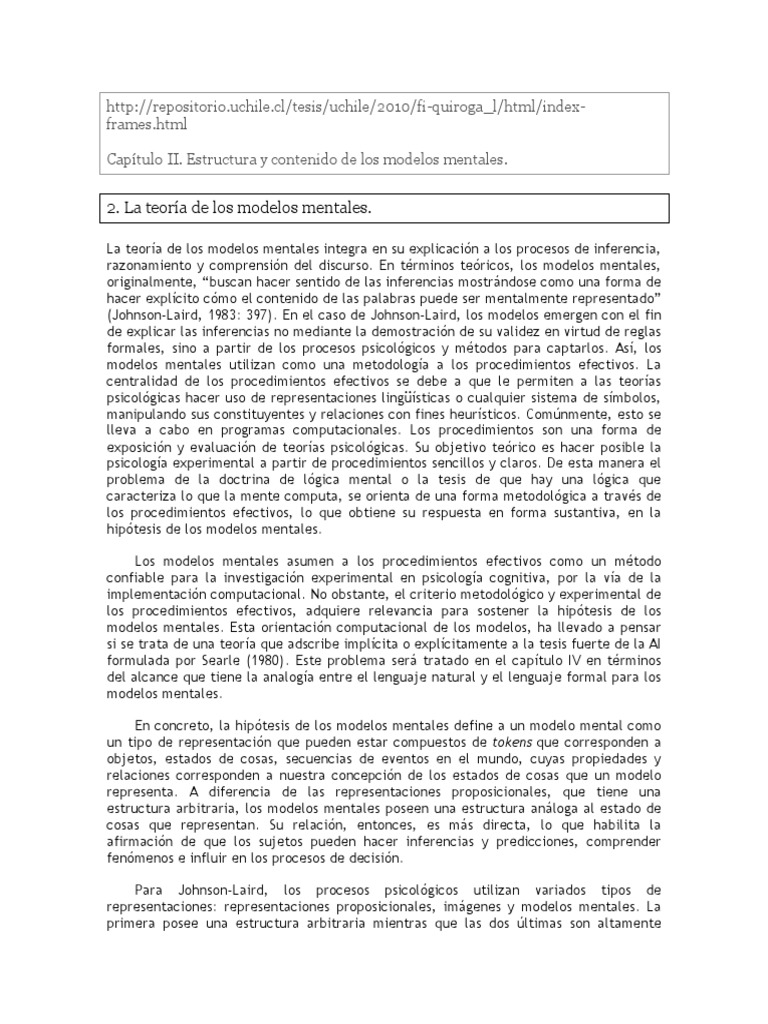 Estructura de Los Modelos Mentales | PDF | Teoría | Teoría del modelo